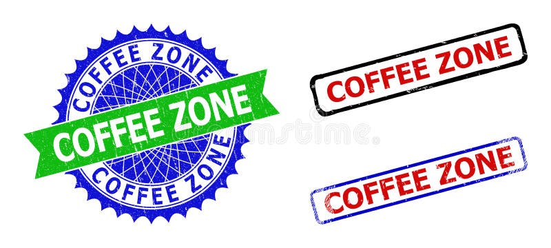COFFEE ZONE Rosette and Rectangle Bicolor Watermarks with Distress ...