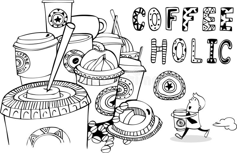 Coffeeholic stock vector. Illustration of vector, beverage - 38925117