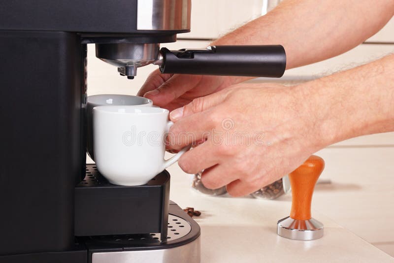 Coffeemaker Brings Two Cups To Make Espresso in Coffee Machine Stock ...