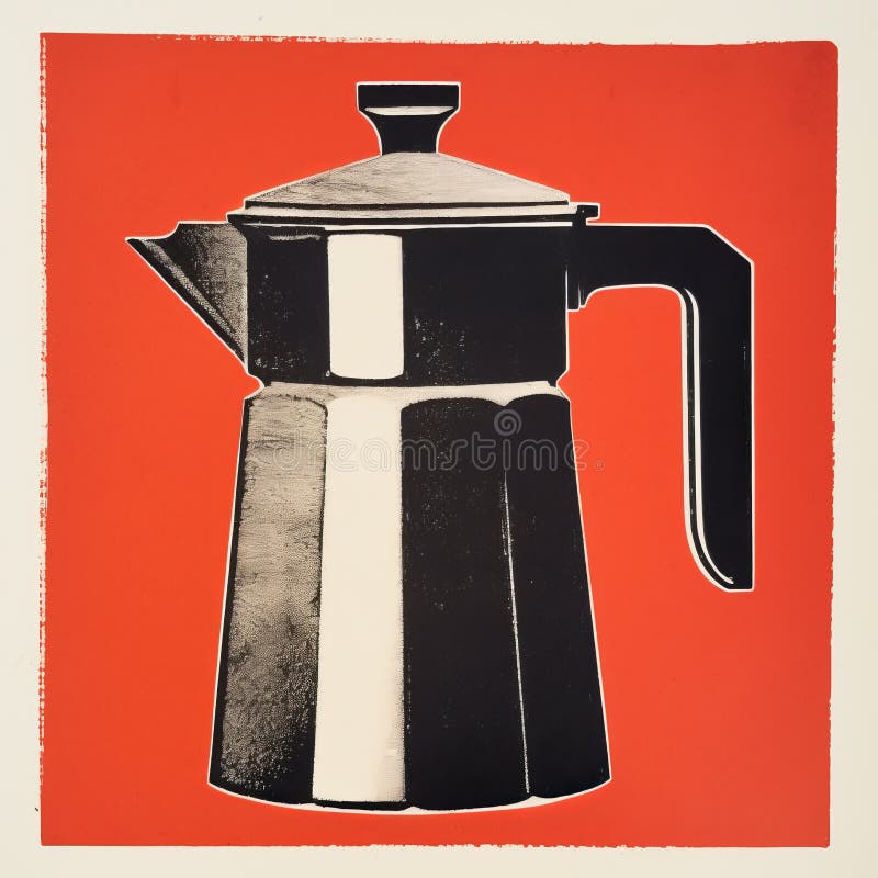 Contemporary Black and Orange Coffee Maker Poster Inspired by David ...