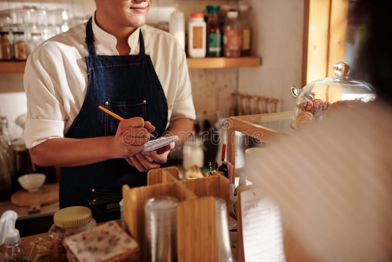 Barista Taking Note from Box Stock Photo - Image of order, accept ...