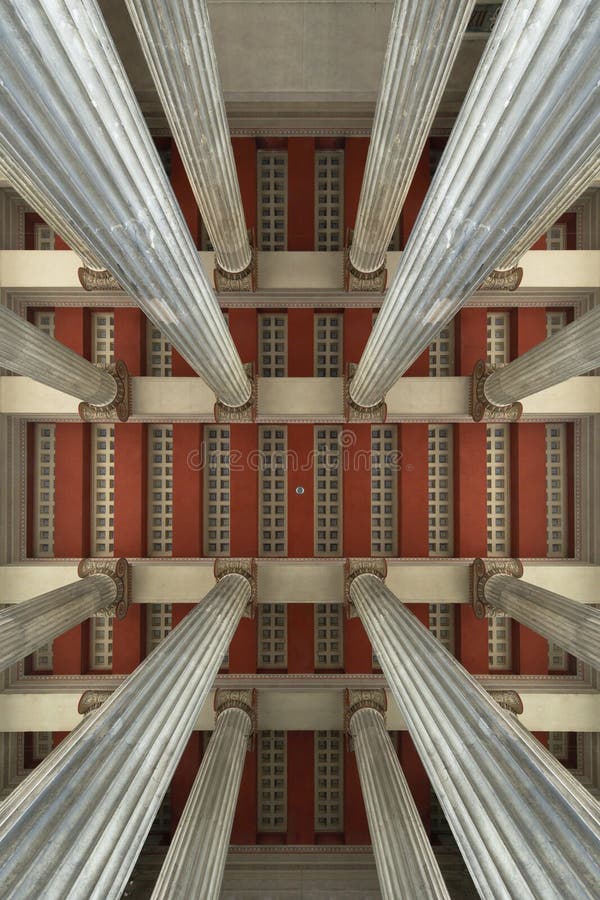 Coffered Ceiling Inside the Propylaea Building in Munich, Germany Stock ...