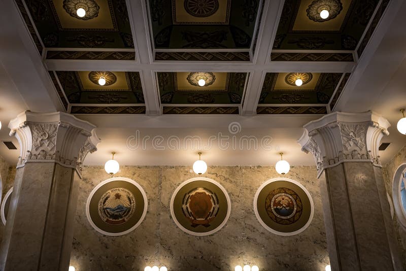 Coffered Ceiling in North River Terminal Building in Moscow Stock Image ...