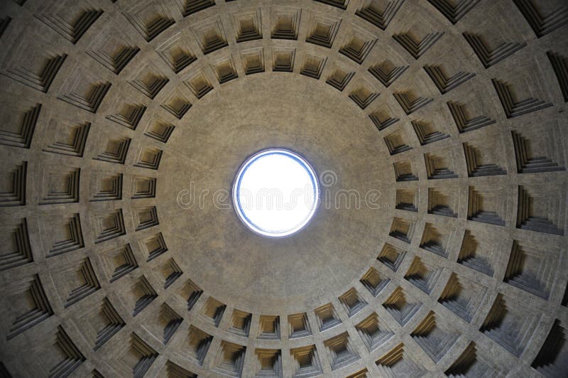 Coffered Rotunda of the Pantheon, Rome Stock Image - Image of concrete ...