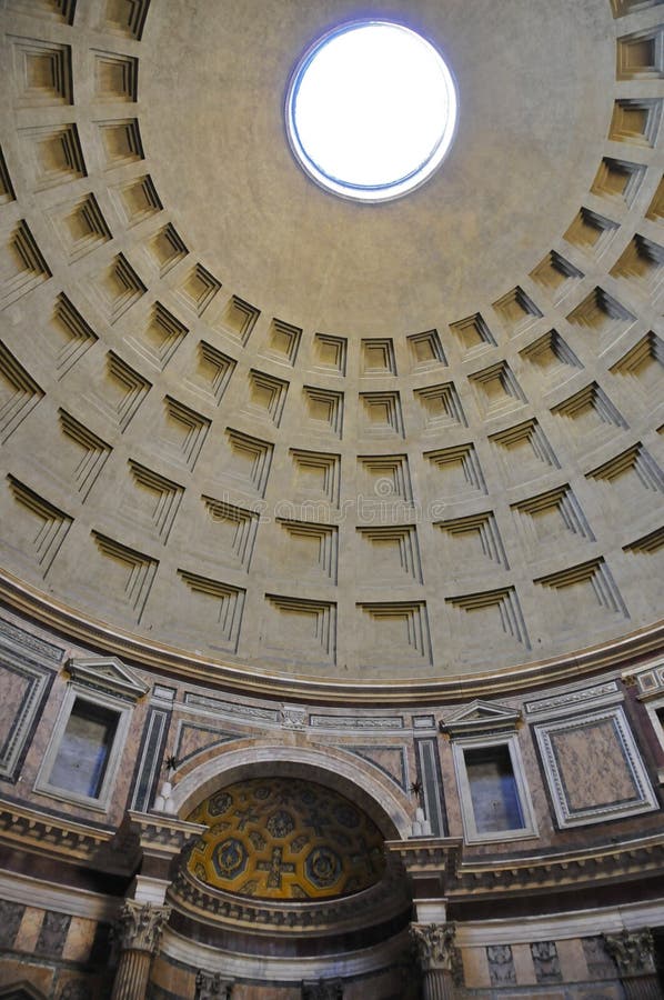 Coffered Rotunda of the Pantheon, Rome Stock Image - Image of rafael ...