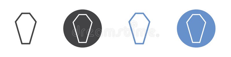 Coffin Icon Flat Set in Black and White Color Stock Illustration ...