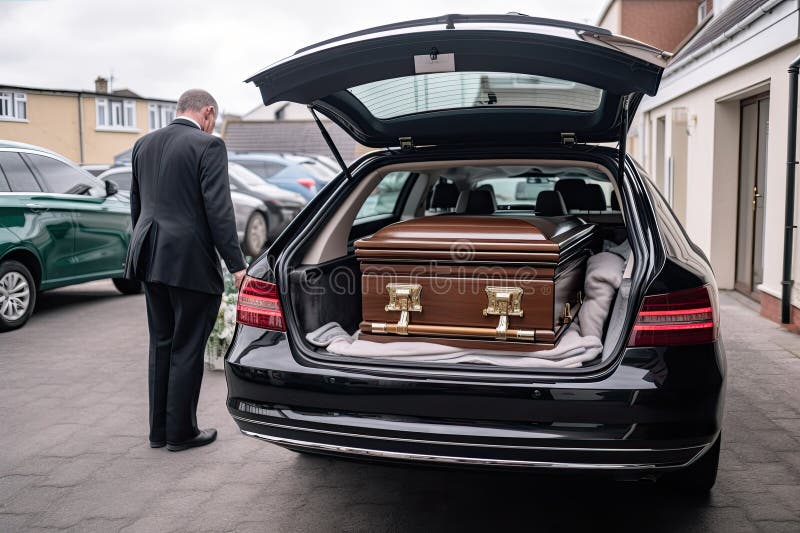 Coffin Inside a Modern Funeral Car. Funeral Ceremony Stock Illustration ...