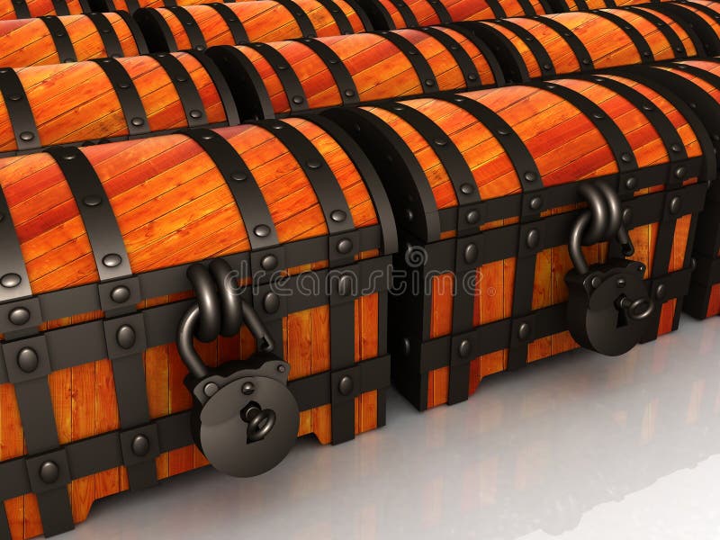 Coffres illustration 3D illustration stock. Illustration du ouvert ...