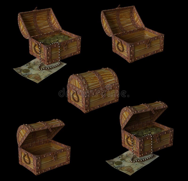 Cofre Del Tesoro Con El Tesoro Stock de ilustración - Ilustración de ...