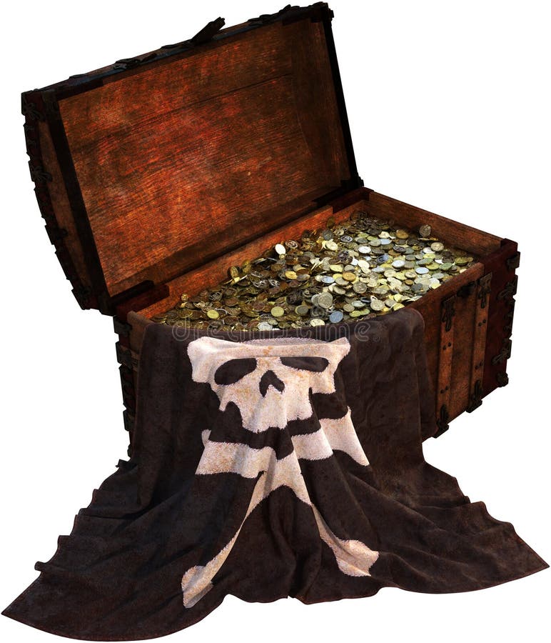 Cofre Del Tesoro De La Bandera De Pirata Aislado Imagen de archivo ...
