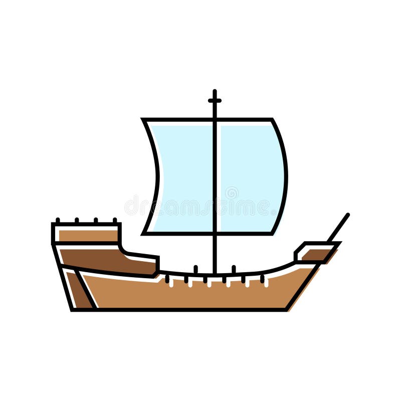 Cog Ancient Ship Color Icon Vector Illustration Stock Illustration ...
