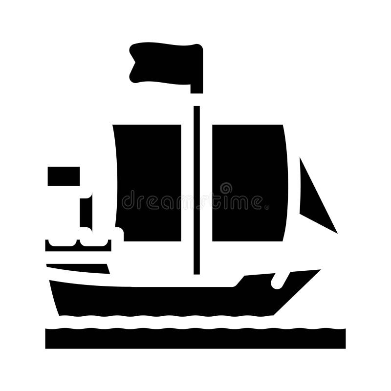 Cog Ancient Ship Glyph Icon Vector Illustration Stock Vector ...