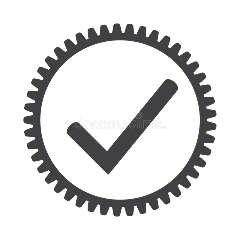 Cog Check Icon. Check Mark in Gear Stock Vector - Illustration of tick ... Cog Check Icon. Check Mark in Gear Stock Vector - Illustration of tick ...