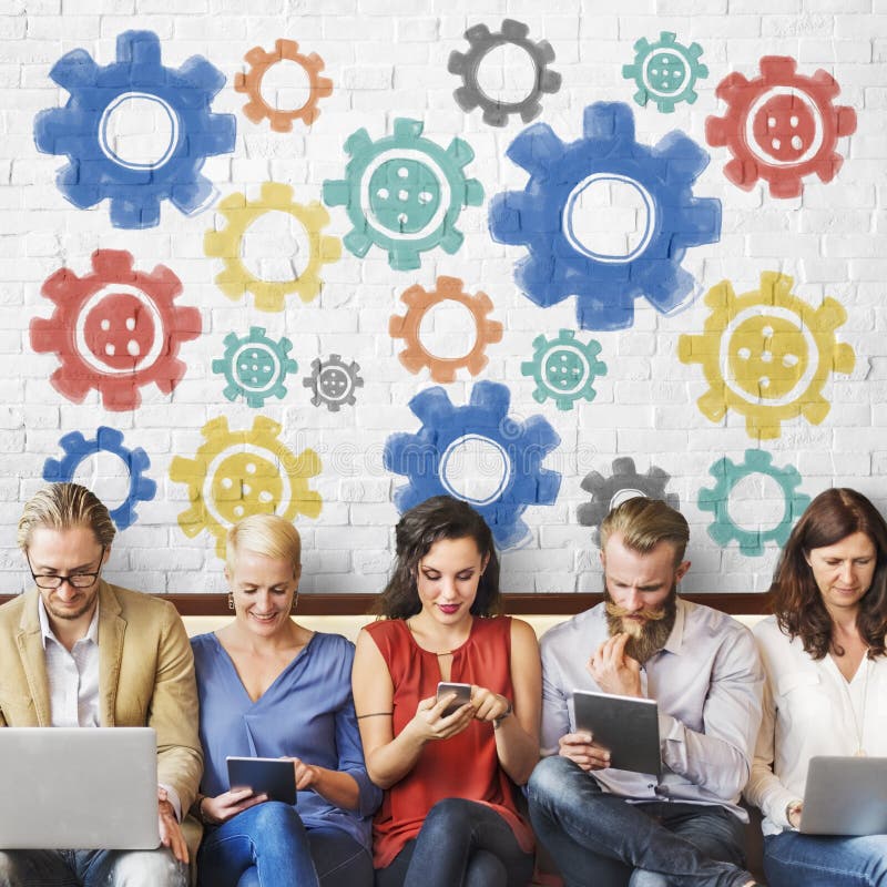 Cog Collaboration Digital Technology Concept Stock Photo - Image of ...