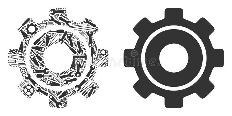 Cog Collage of Service Tools Stock Vector - Illustration of equipment ...