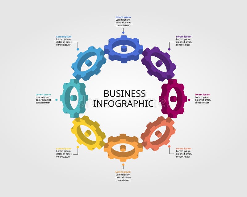 Cog Element for System Template for Infographic for Presentation for 8 ...