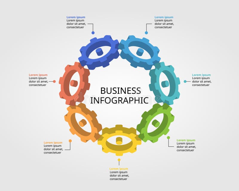 Cog Element for System Template for Infographic for Presentation for 7 ...