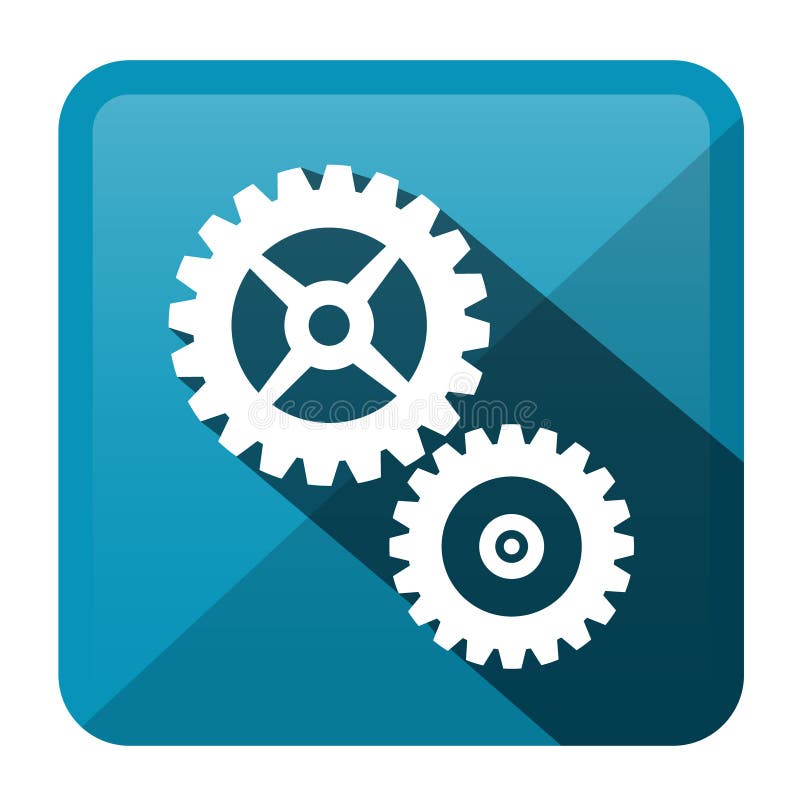 Blue Square Cogs, Gears Icon Stock Vector - Illustration of element ...