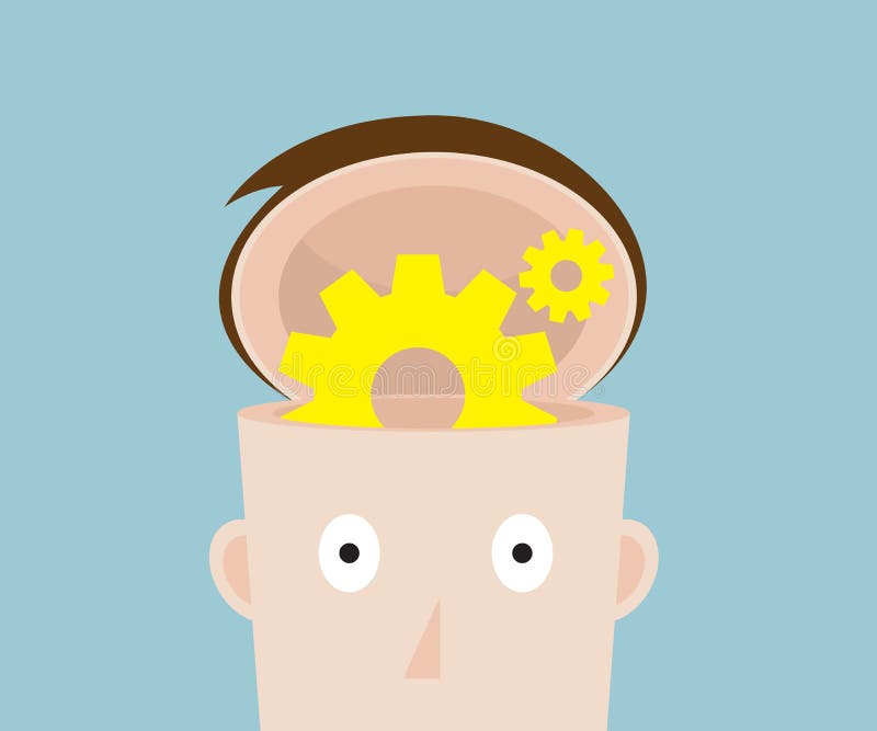 Cog Gear Wheel in Human Head Stock Vector - Illustration of flat ...