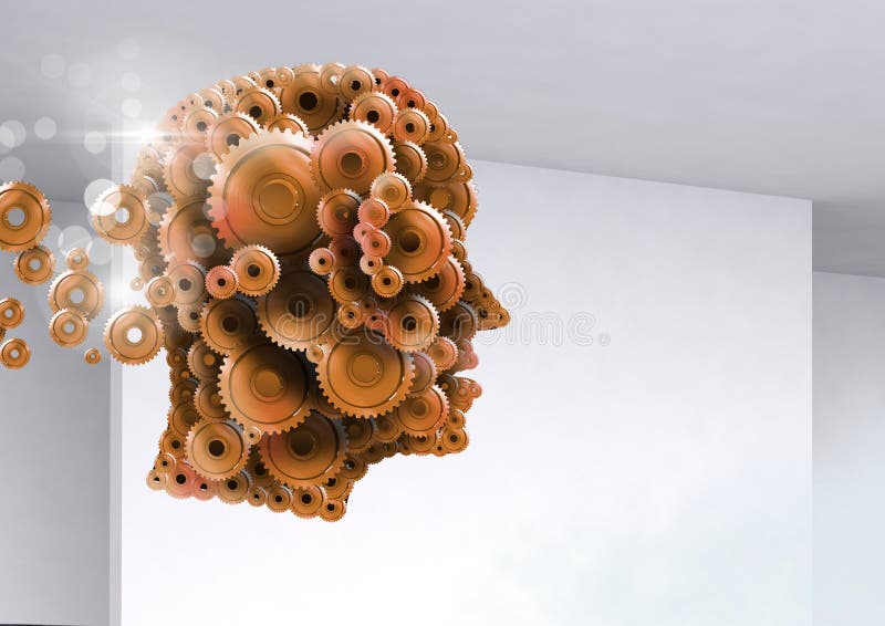 Cog Head with Bright Background Stock Illustration - Illustration of ...