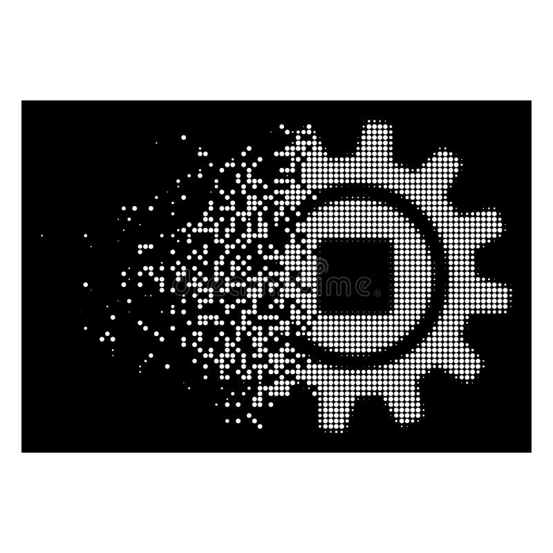 Bright Disappearing Pixelated Halftone Cog Icon Stock Vector ...