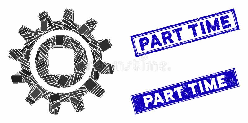 Cog Mosaic and Scratched Rectangle Part Time Watermarks Stock Vector ...