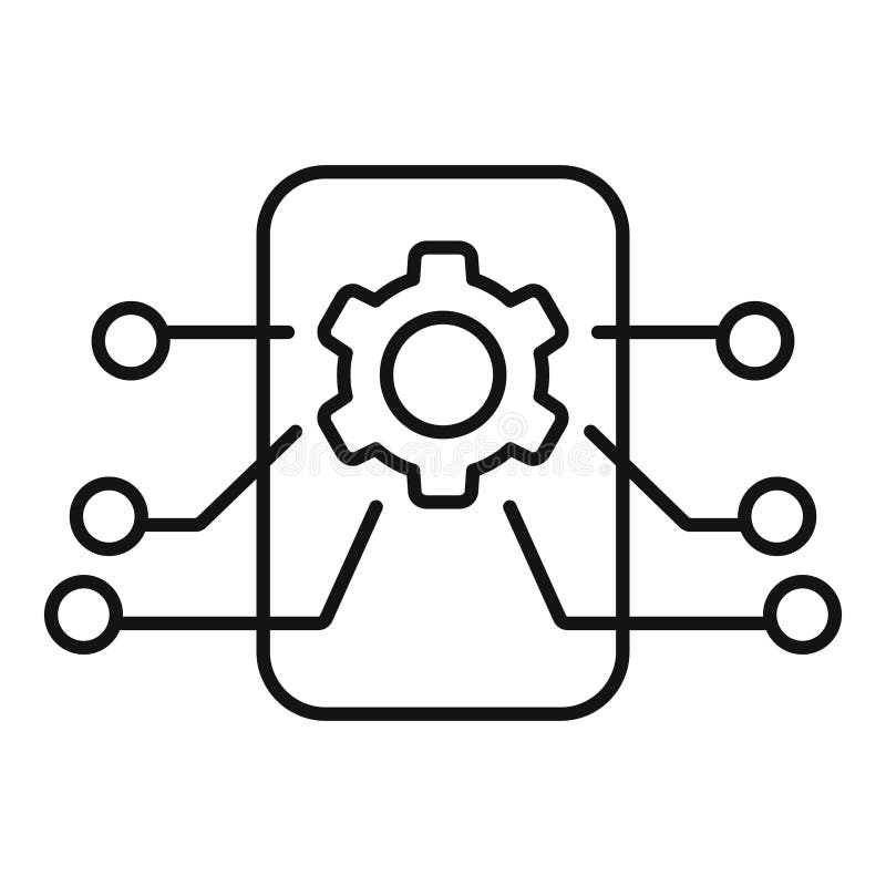 Cog Overview Icon Outline Vector. Memory Dual Machine Stock Vector ...