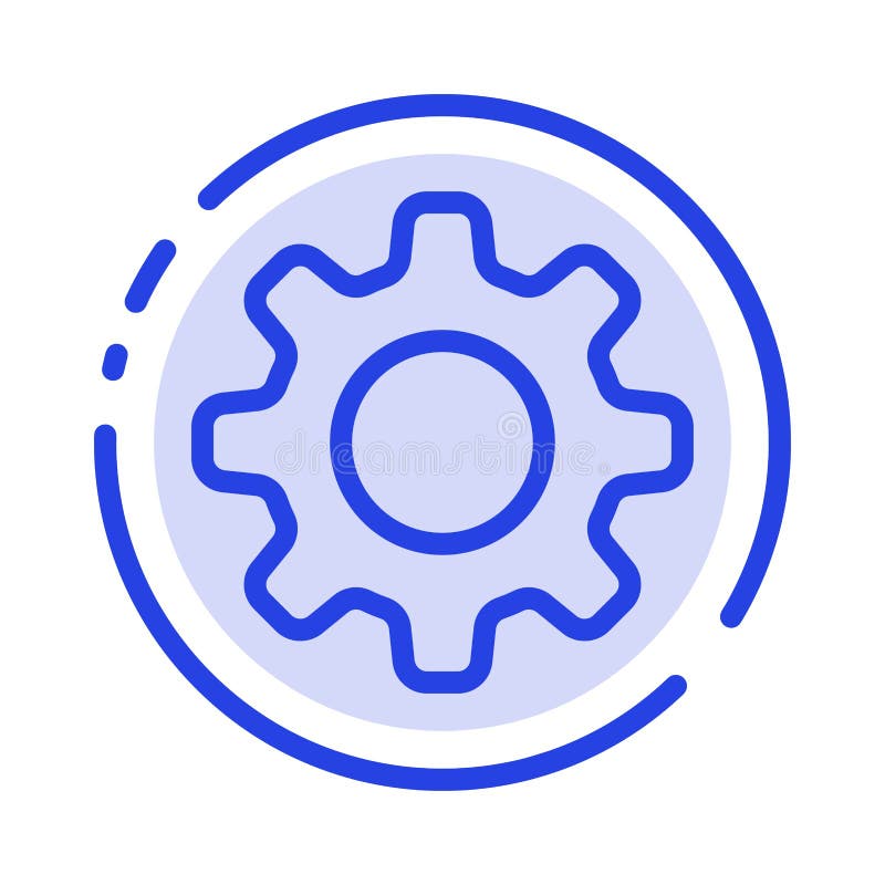 Cog, Setting, Gear Blue Dotted Line Line Icon Stock Vector ...