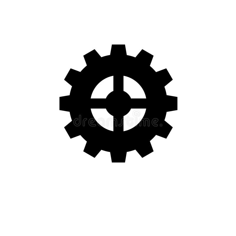 Cog Settings, Gear Solid Flat Vector Icon Isolated on White Background ...