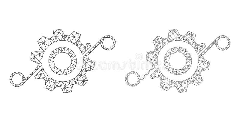 Cog Solution Icons - Vector Polygonal Mesh Stock Vector - Illustration ...