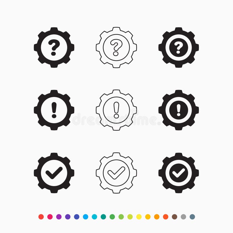 The Cog Symbol with Question, Exclamation and Correct Mark Stock Vector ... The Cog Symbol with Question, Exclamation and Correct Mark Stock Vector ...