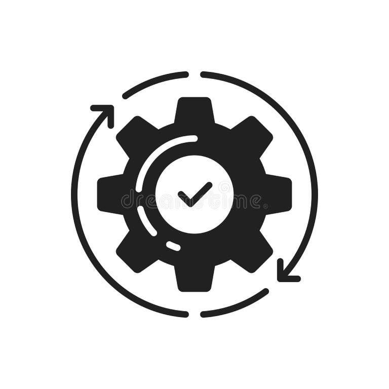Cog with Tick Icon Like Easy Technical Process Stock Vector ...