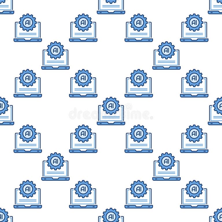 Cog Wheel and Artificial Intelligence Laptop Vector AI Settings Colored ...