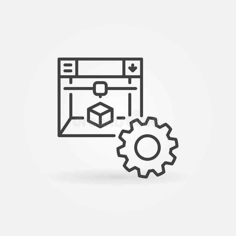 Cog Wheel with 3D Printer Vector Print Settings Concept Outline Icon ...