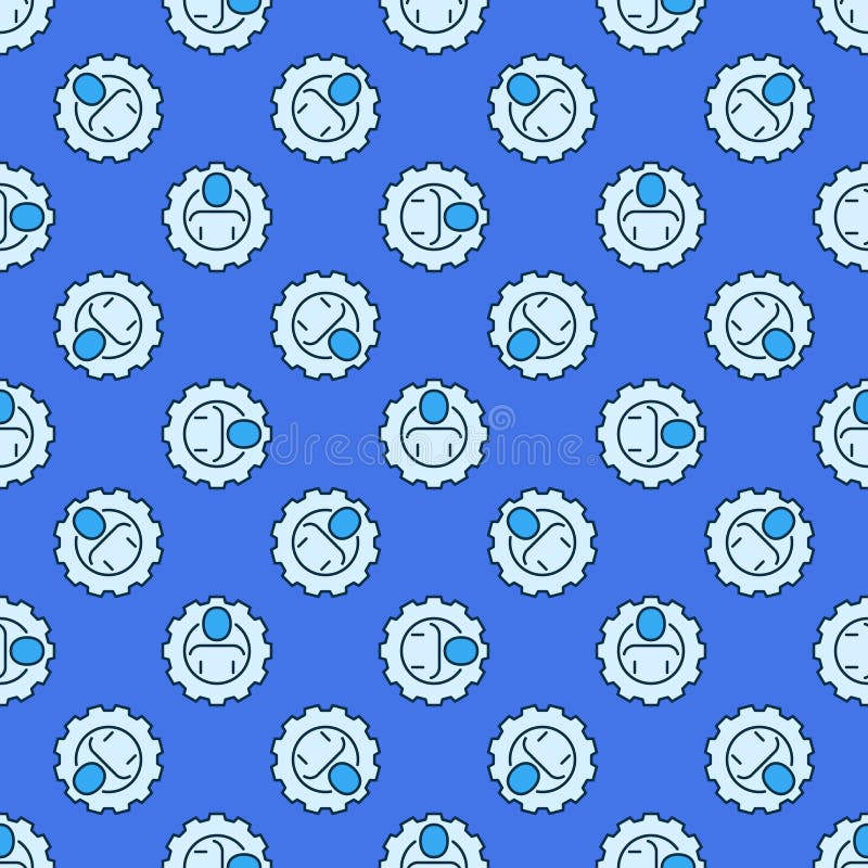 Cog Wheel with Man Vector Blue Seamless Pattern Stock Vector ...
