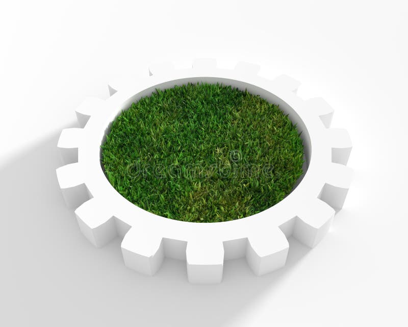 Cog Wheel Model with 3d Green Grass Stock Illustration - Illustration ...