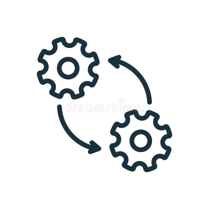 Cog Wheel in Process Line Icon. Circular Arrow, Cogwheel, Operation ...