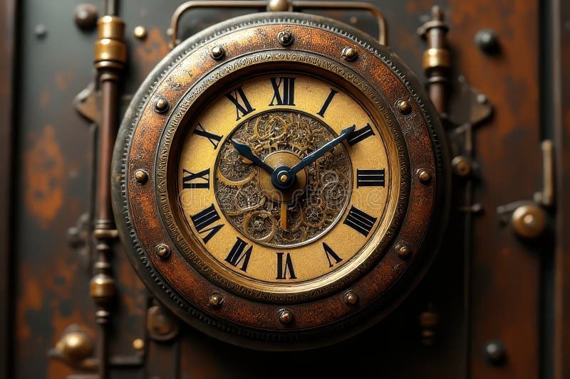 Cog-Wheel Wall Clock stock illustration. Illustration of steampunk ...