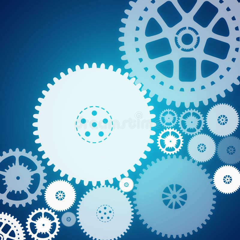 Cog wheels on blue stock illustration. Illustration of drawn - 58852615