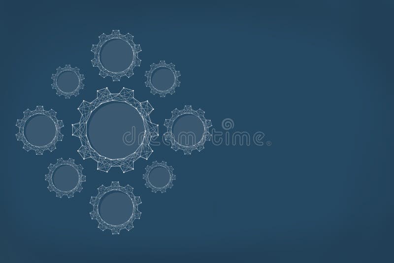 Cog Wheels,mechanism Icon on Dark Blue Background with Copy Space Stock ...