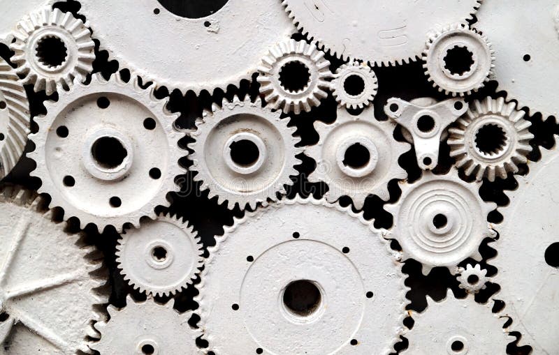 Cog Wheels, Old Gears Painted in White. Stock Image - Image of cogwheel ...