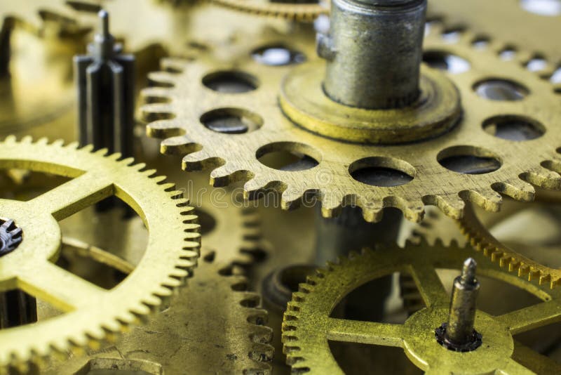 Cog-wheels of Old Mechanism from a Bronze by Close Up. Stock Photo ...