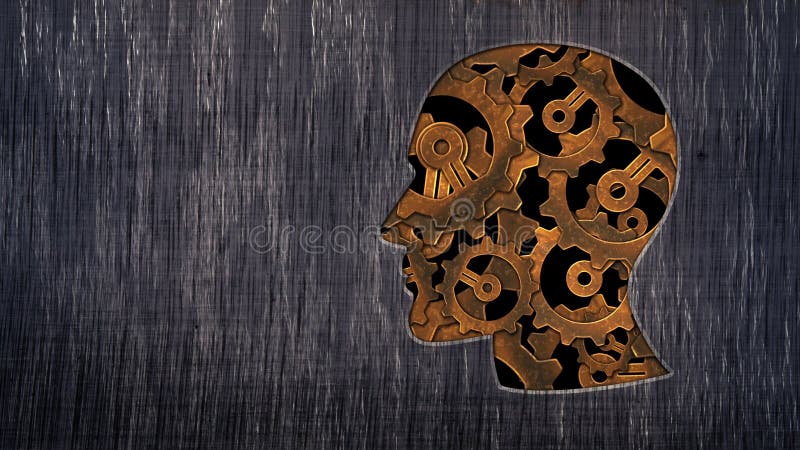 Cog Wheels Spinning Inside Human Head Silhouette Stock Video - Video of ...