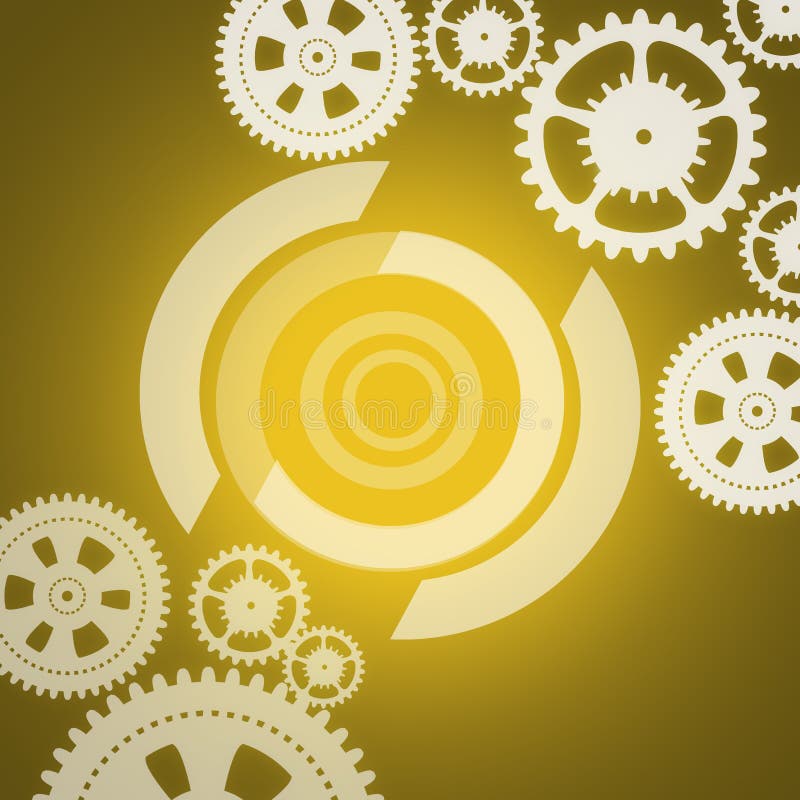 Cog wheels on yellow stock illustration. Illustration of shaft - 58852646