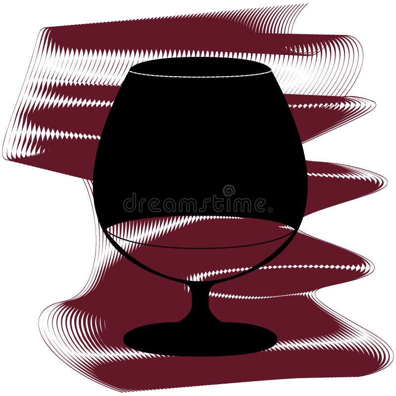 Cognac or Brandy Glass Icon of a Set. Icon on Vinous Ripples Isolated ...