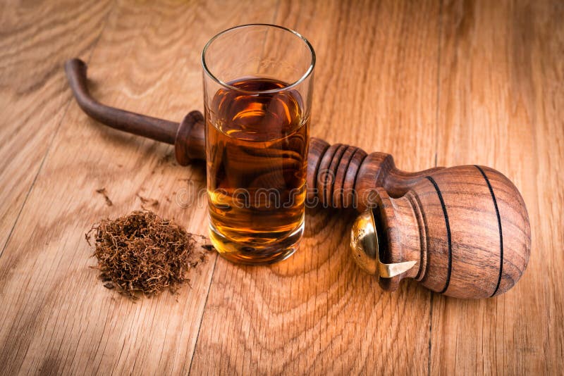 Cognac or Brandy and Smoking Pipe Stock Image - Image of whiskey, wood ...