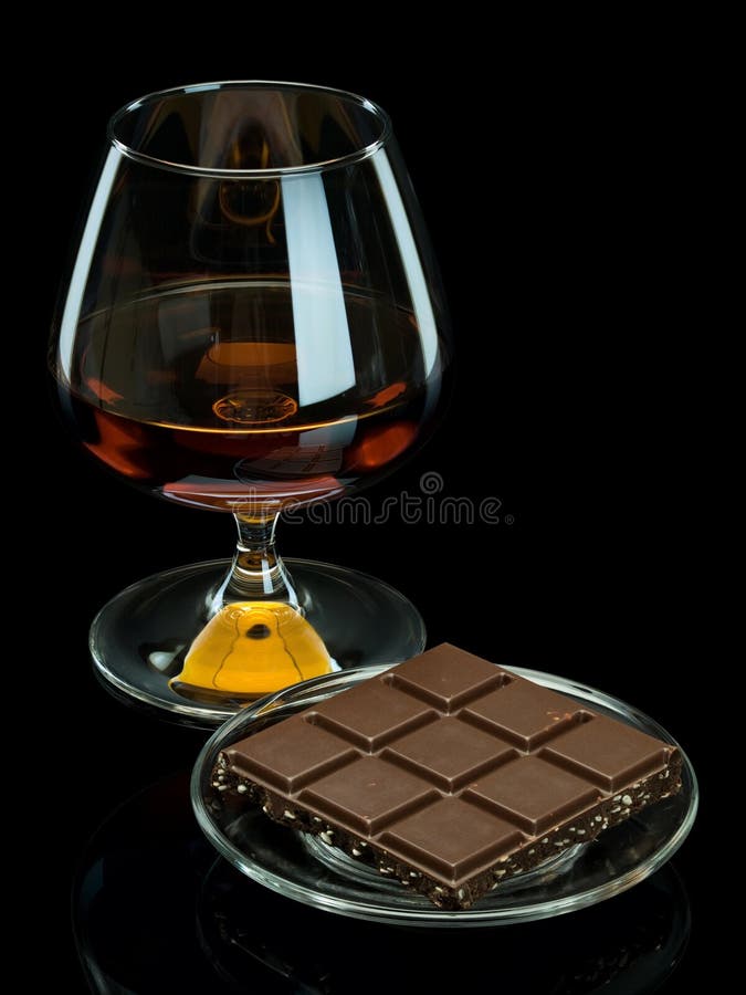 Cognac and Chocolate in a Glass Saucer Stock Image - Image of cognac ...