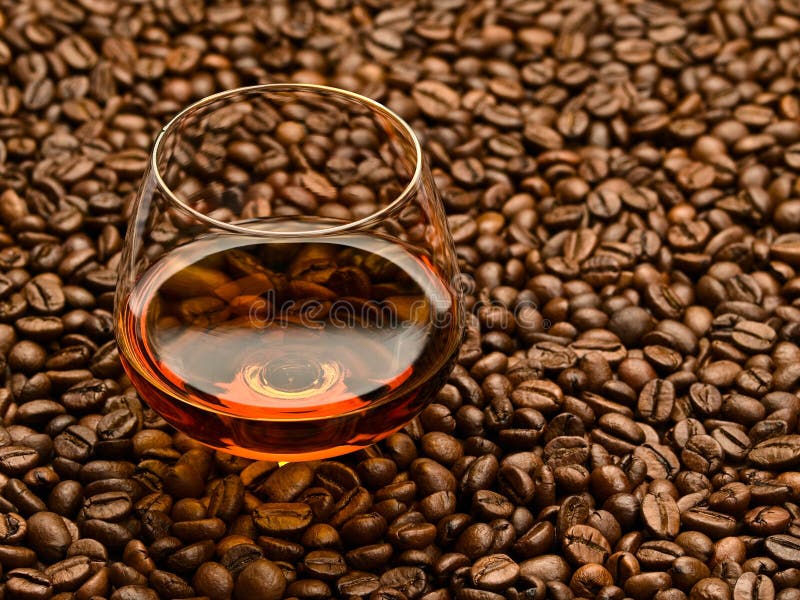 Cognac and coffee in beans stock image. Image of cognac - 171184205