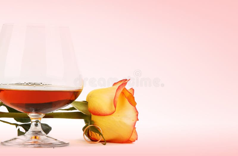 Cognac and rose stock photo. Image of prestige, restaurant - 7268660