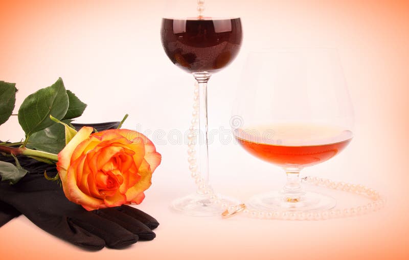 Wine, Chocolate, and a Rose Stock Photo - Image of chocolate, flower ...